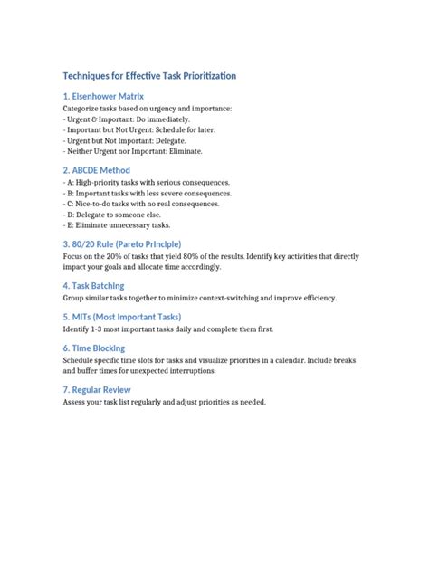 Task Prioritization Techniques Pdf