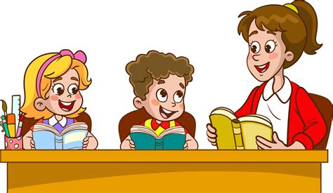 happy kids read book and study together with teacher 14199168 Vector ...