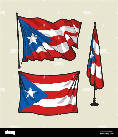 Puerto Rican Flag Waving Drawing