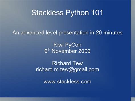 Stackless Python 101 Odp
