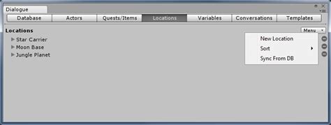 Dialogue System For Unity Legacy Version 1x Dialogue Editor Locations Tab