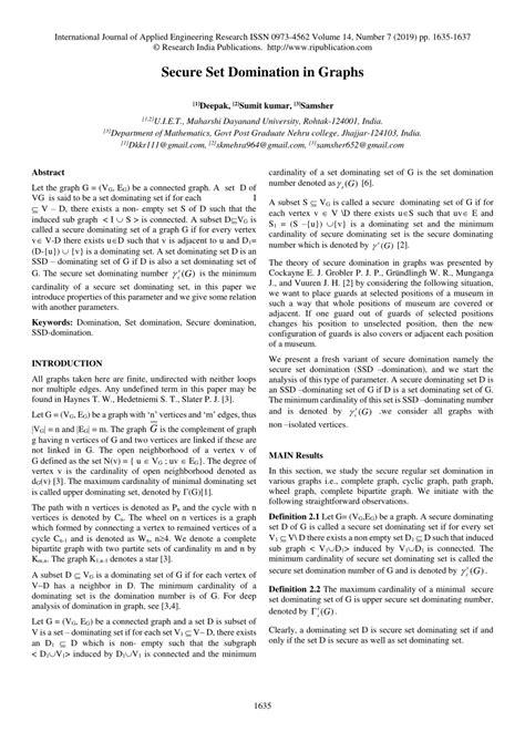 Pdf Secure Set Domination In Graphs