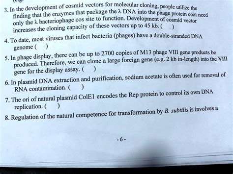 Solved In The Development Of Cosmid Vectors For Molecular Cloning People Utilize The Finding