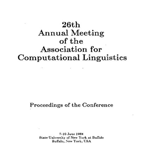 26th Annual Meeting Of The Association For Computational Linguistics