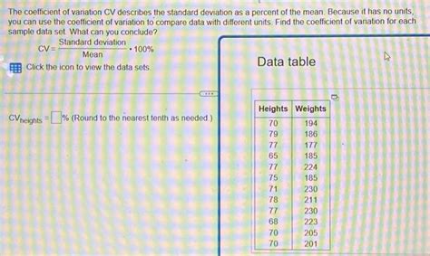 Solved The Coefficient Of Variation Cv Describes The