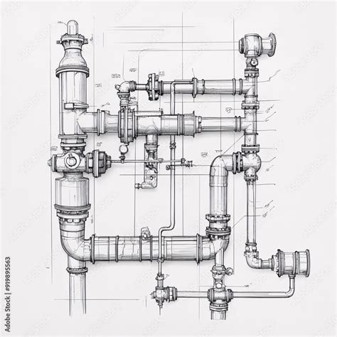Precision Engineering Annotated Technical Drawings Of Plumbing Systems