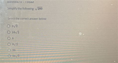 Solved QUESTION 121 POINTSimplify The Following 2002Select Chegg Com