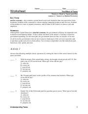 Understanding Taxes Pdf Worksheet Name Date The Effect Of Taxes Theme 4 What Is Taxed And Why