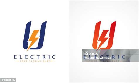 번개 천둥 볼트 벡터 디자인과 U 문자 로고 전기 볼트 편지 U 로고 벡터 일러스트 레이 션입니다 알파벳 U에 대한 스톡 벡터 아트 및 기타 이미지 Istock