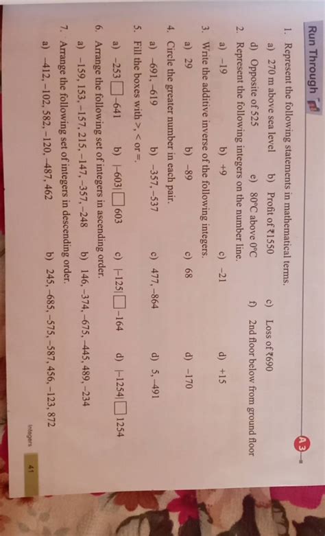 Run Through 1 Represent The Following Statements In Mathematical Terms
