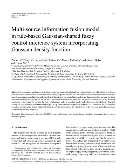 Pdf Multi Source Information Fusion Model In Rule Based Gaussian