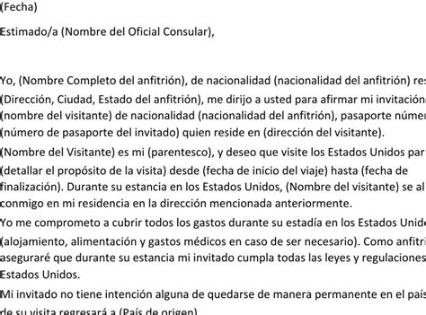 Carta De Invitación Para Visa De Estados Unidos Para Turismo