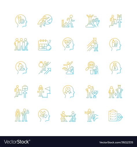 Motivation Gradient Linear Icons Set Royalty Free Vector