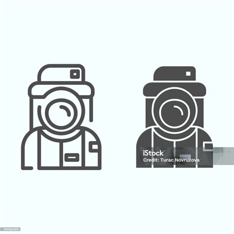 코스모나우트 라인과 솔리드 아이콘 우주 비행사 정장에 우주인 우주 탐사 디자인 개념 흰색 배경에 윤곽 스타일 픽토그램 웹 및 응용 프로그램에 사용 Eps 10 10에 대한