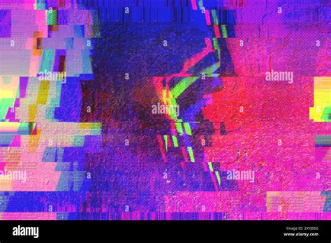 Abstract Digital Motion Glitch Art Distorted Background With Pixelated