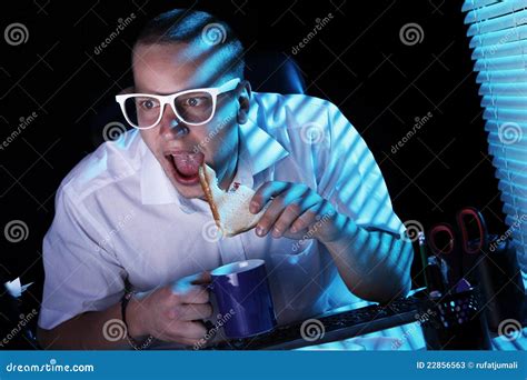 Nerd And Computer Stock Image Image Of Funny Addicted