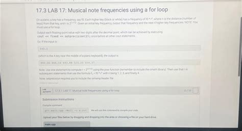 Solved 17 3 LAB 17 Musical Note Frequencies Using A For Chegg Com