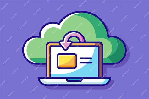 A Vibrant Illustration Showing A Laptop Syncing Data To A Cloud
