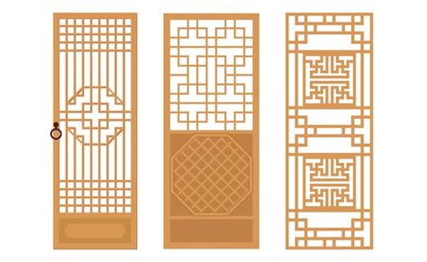 한국 전통 문양 디자인 요소 프리미엄 벡터