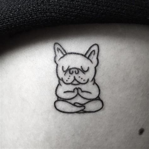 Paw Print Tattoo French Bulldog In Lotus Position