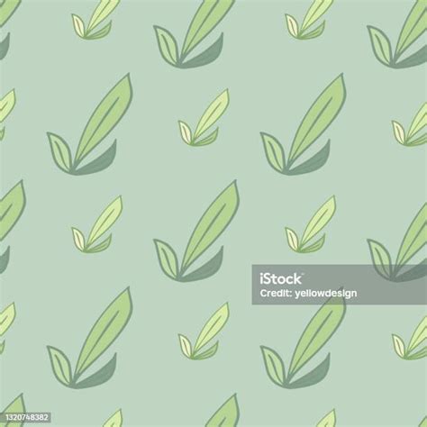파스텔은 녹색 윤곽이 있는 매끄러운 패턴을 단풍 요소로 만듭니다 파란색 배경입니다 유기농 배경 0명에 대한 스톡 벡터 아트 및