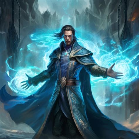 Premium Ai Image Cyan Enigma Unveiling The Dark Mastery Of The Handsome Male Sorcerer