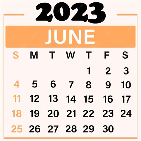 Premium Vector June 2023 Calendar Template Illustration