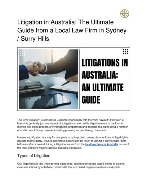 Ppt Litigation In Australia The Ultimate Guide From A Local Law Firm