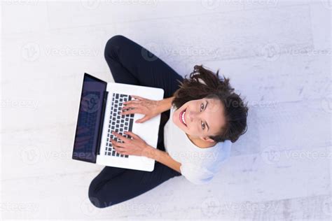 Women Using Laptop Computer On The Floor Top View 10389992 Stock Photo At Vecteezy