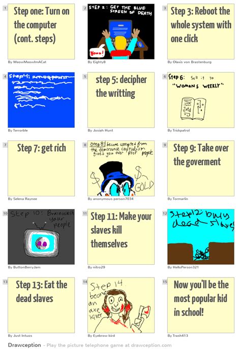 Step One Turn On The Computer Cont Steps Drawception