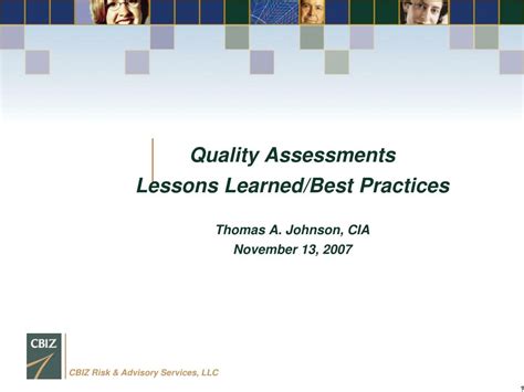 Ppt Quality Assessments Lessons Learnedbest Practices Thomas A