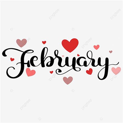 Hello February Vector Art Png Hello February Month Text Hand Lettering
