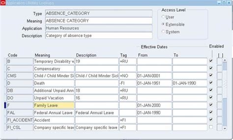 Oracle Applications Oracle Absence Management Setup Steps