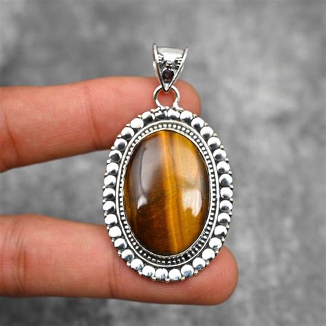 Tiger Eye Pendant 925 Sterling Silver Pendant Tiger Eye Gemstone