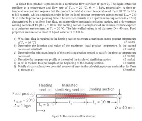 Solved A Liquid Food Product Is Processed In A Continuous