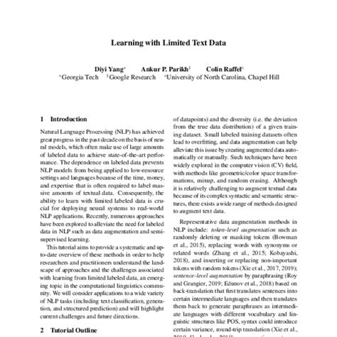 Learning With Limited Text Data Acl Anthology