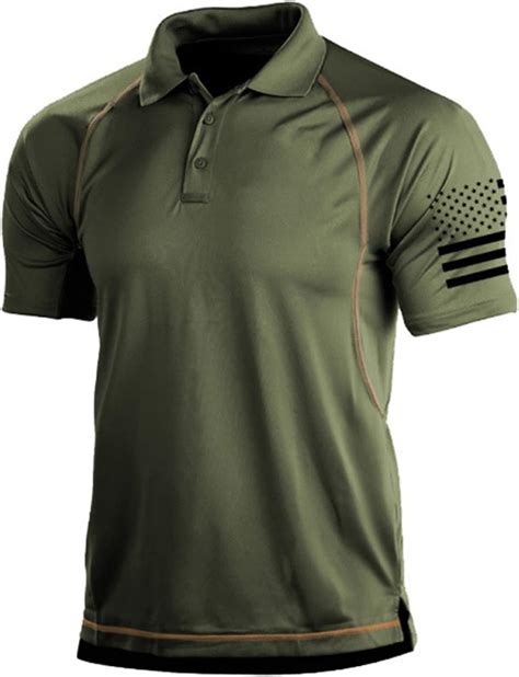 Amazon Mens Military Short American Flag Shirt Golf Polos For Men