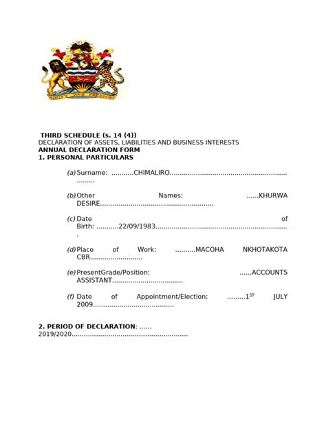 Annual Declaration Form Pdf Practice Of Law Cultural Conventions