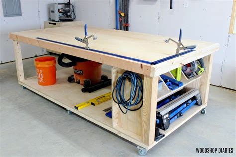 Diy Mobile Workbench With Plans Storage Outfeed And Assembly Workbench With Storage Mobile