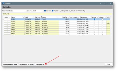 q7 tips and tricks authorize trip pay in batch mode frontline software technology trucking