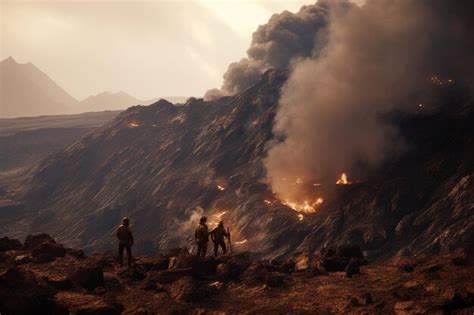 Premium Ai Image Miners Extracting Rare Minerals From A Volcanic Cr 00443 01