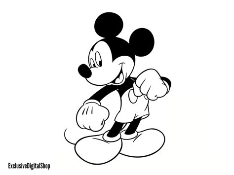 Mickey Mouse Happy Svg Classic Black And White Cartoon Walking Pose