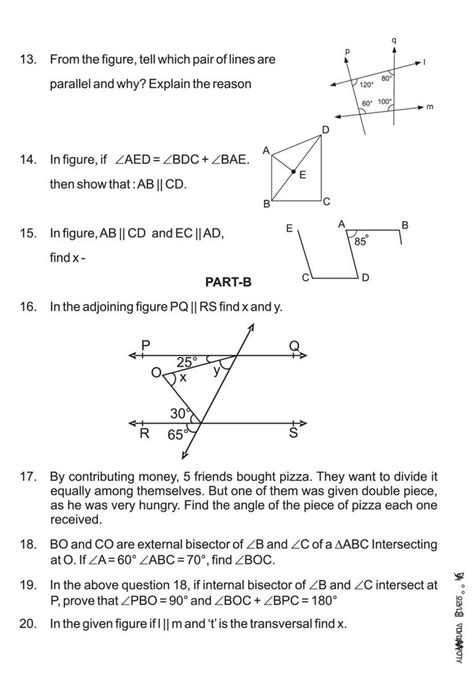 Lines And Angles Important Notes And Practice Questions For Class 9 Math