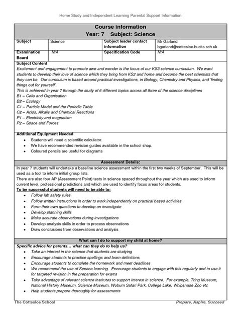 Science Si Year 7 Pdf Science Curriculum