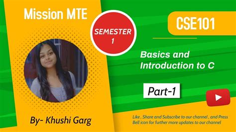Introduction To C Mission Mte Notes Mcq Questions Cse 101 Computer Programming