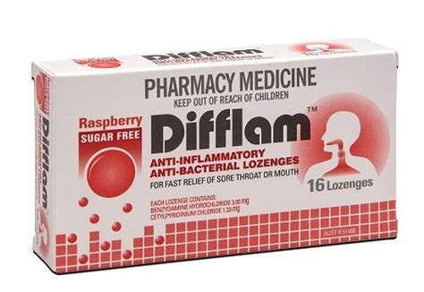 Difflam Raspberry Sugar Free 16 Lozenges Nz