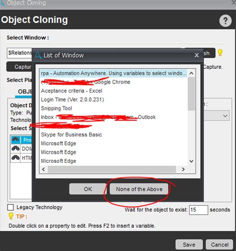 Rpa Automation Anywhere Using Variables To Select Window In Object Cloning Command Stack
