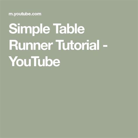 Simple Table Runner Tutorial YouTube Table Runner Tutorial Fall Table Runners Table Runners
