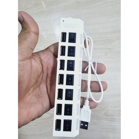 Port USB Hub Multiple Expander Hub With Switch White