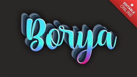 Borya Editable Vintage And Retro 3d Font Style Text Effect Generator